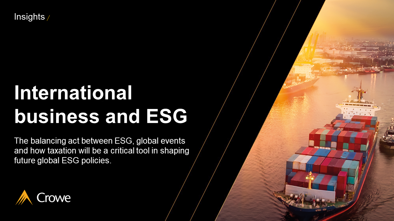 International tax and ESG | Crowe UK
